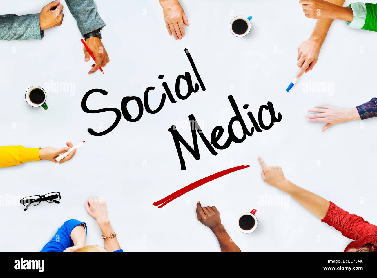 Group of Business People Discussing About Social Media Stock Photo - Alamy