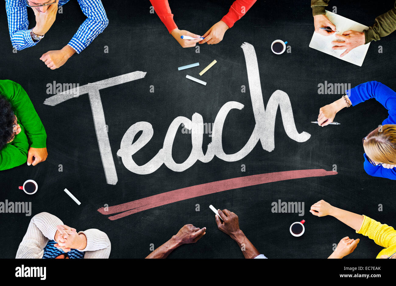 Multiethnic People Discussing About Teaching Stock Photo - Alamy