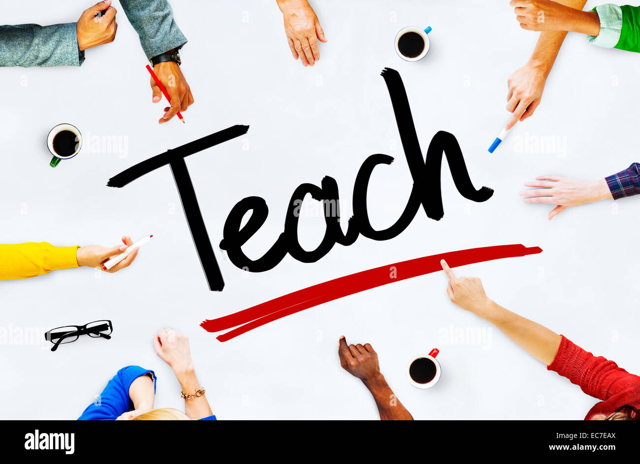 Multiethnic People Discussing About Teaching Stock Photo - Alamy