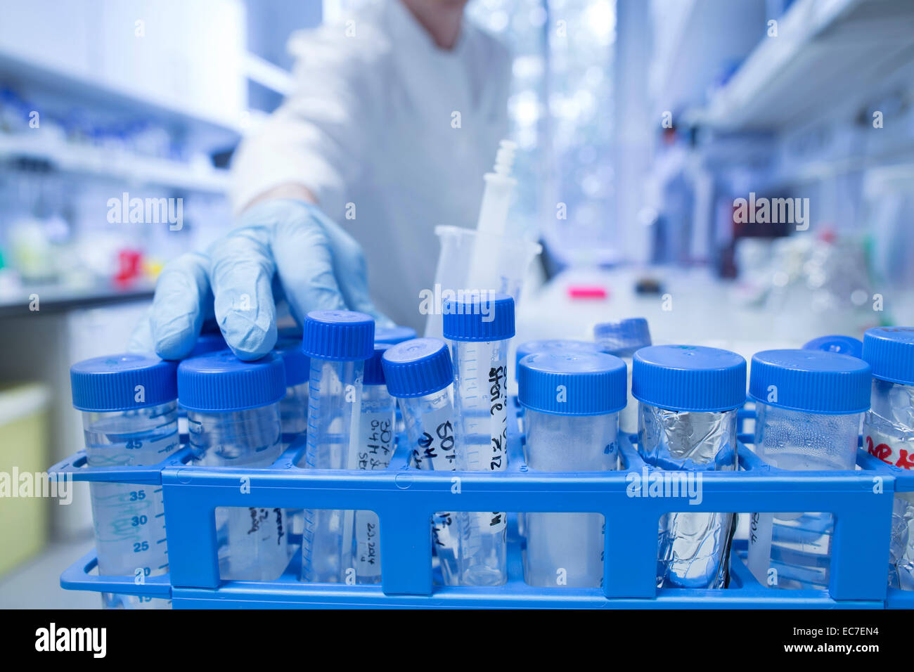 Female biologist working in a laboratory Stock Photo - Alamy