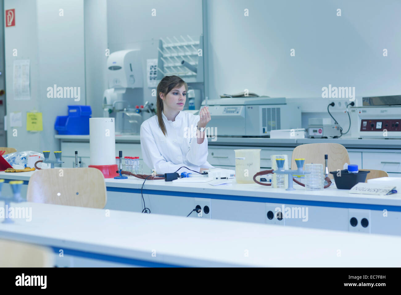 Young female natural scientist working at microbiology laboratory Stock ...