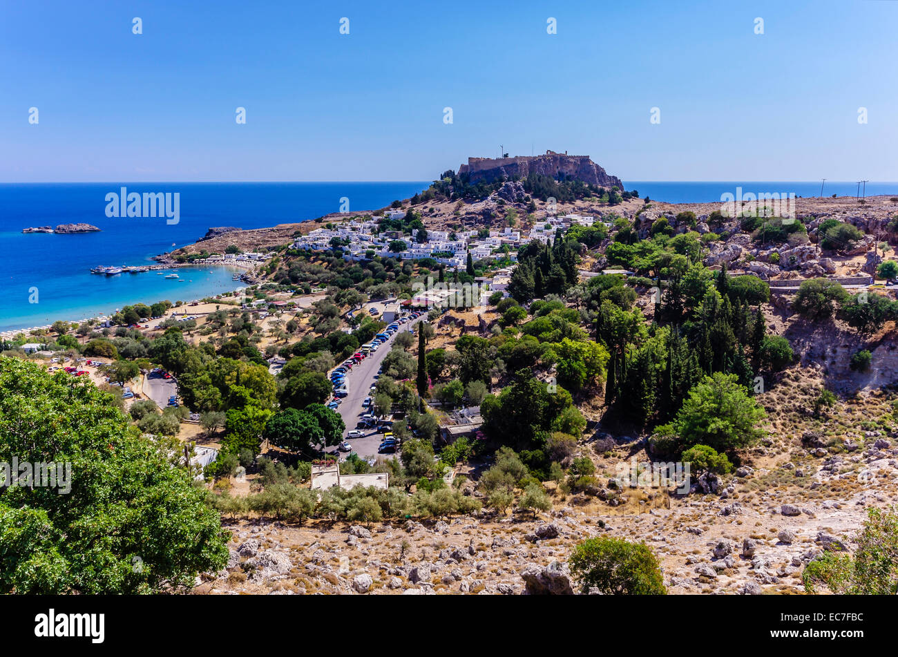 Greece, Aegean Islands, Rhodes, View to Acropolis Stock Photo - Alamy
