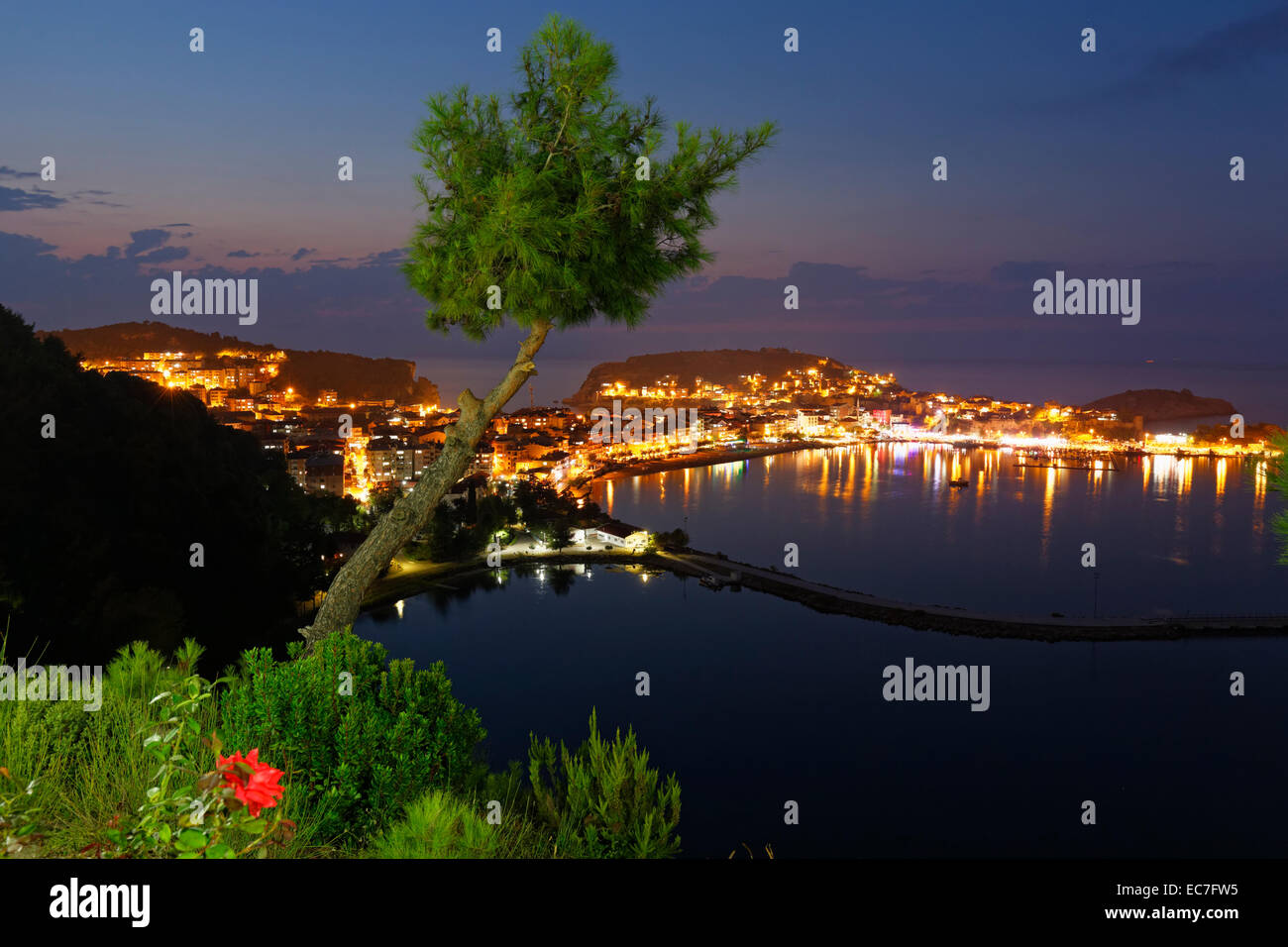 Turkey, Black Sea, townscape of Amasra at dusk Stock Photo - Alamy
