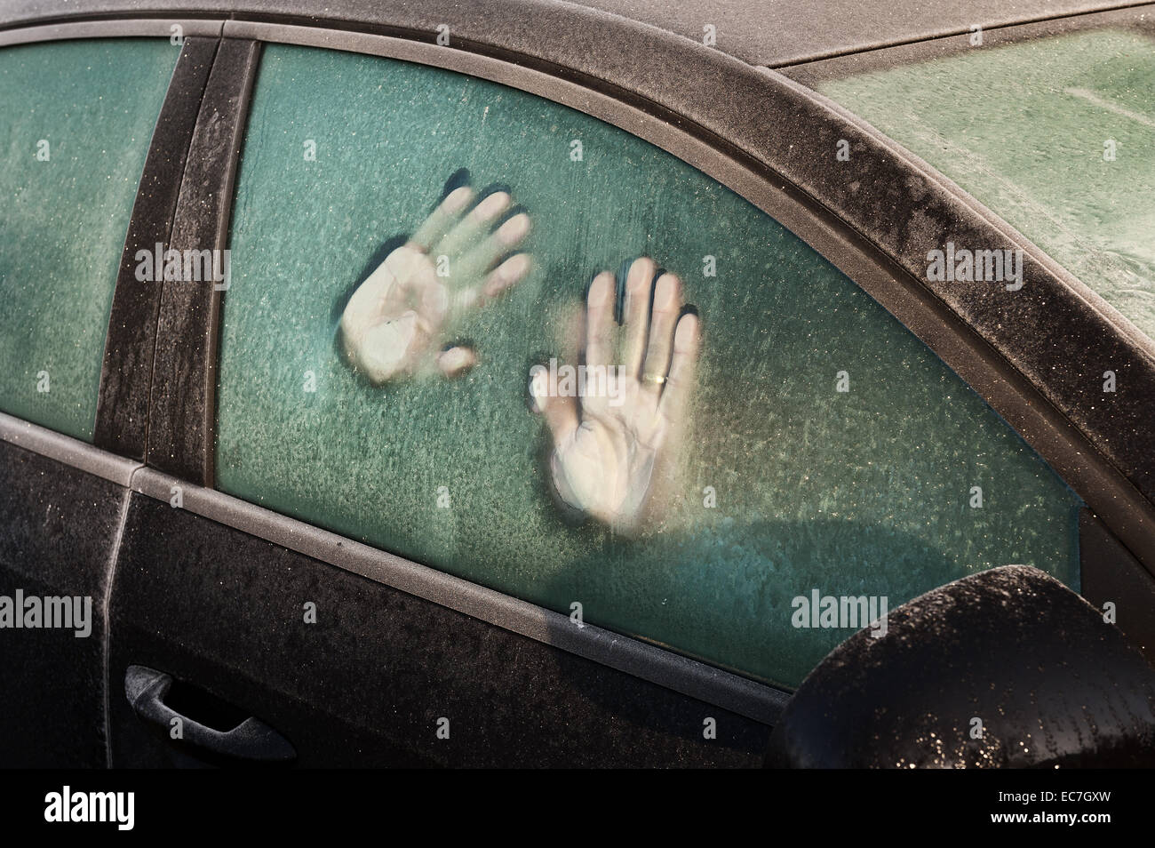 hand print like foot prints melted frost on window to car idea of ...