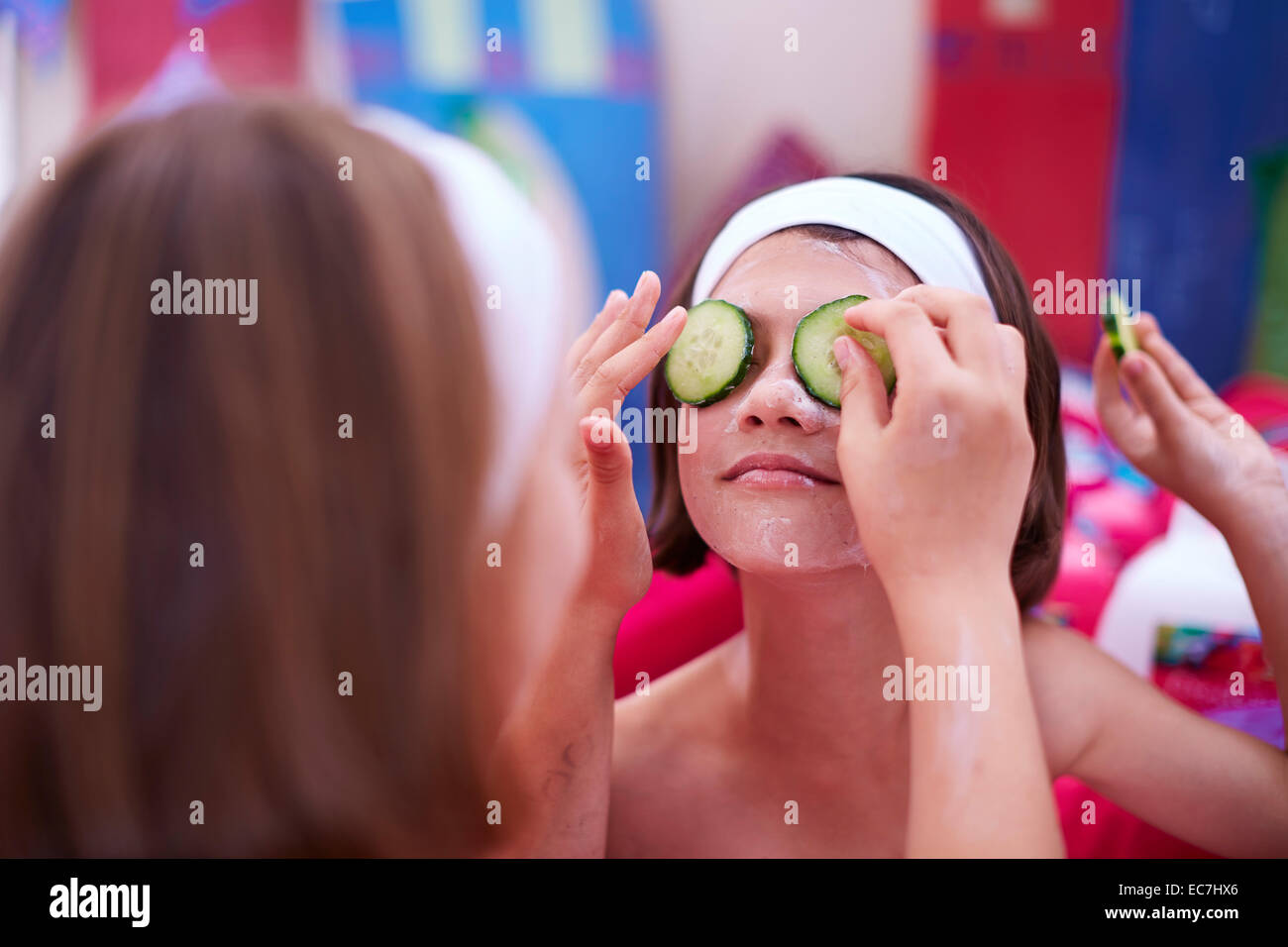 Two girls on a beauty farm pampering themselves Stock Photo - Alamy