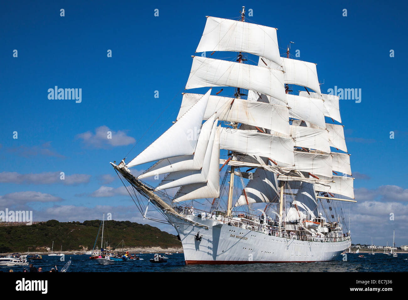 Tall ship Dar Mlodziezy at the Falmouth Tall Ships Regatta Stock Photo ...