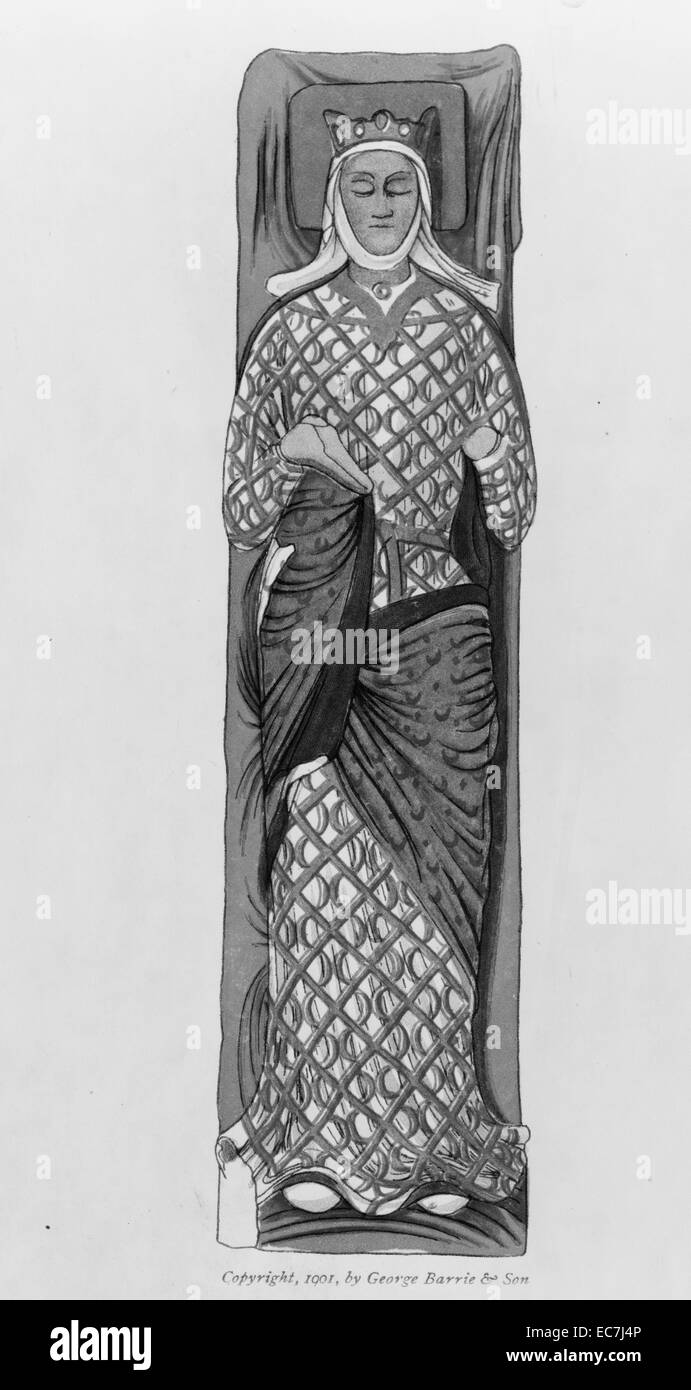 An enamelled stone effigy of Eleanor of Aquitaine from her tomb in the ...