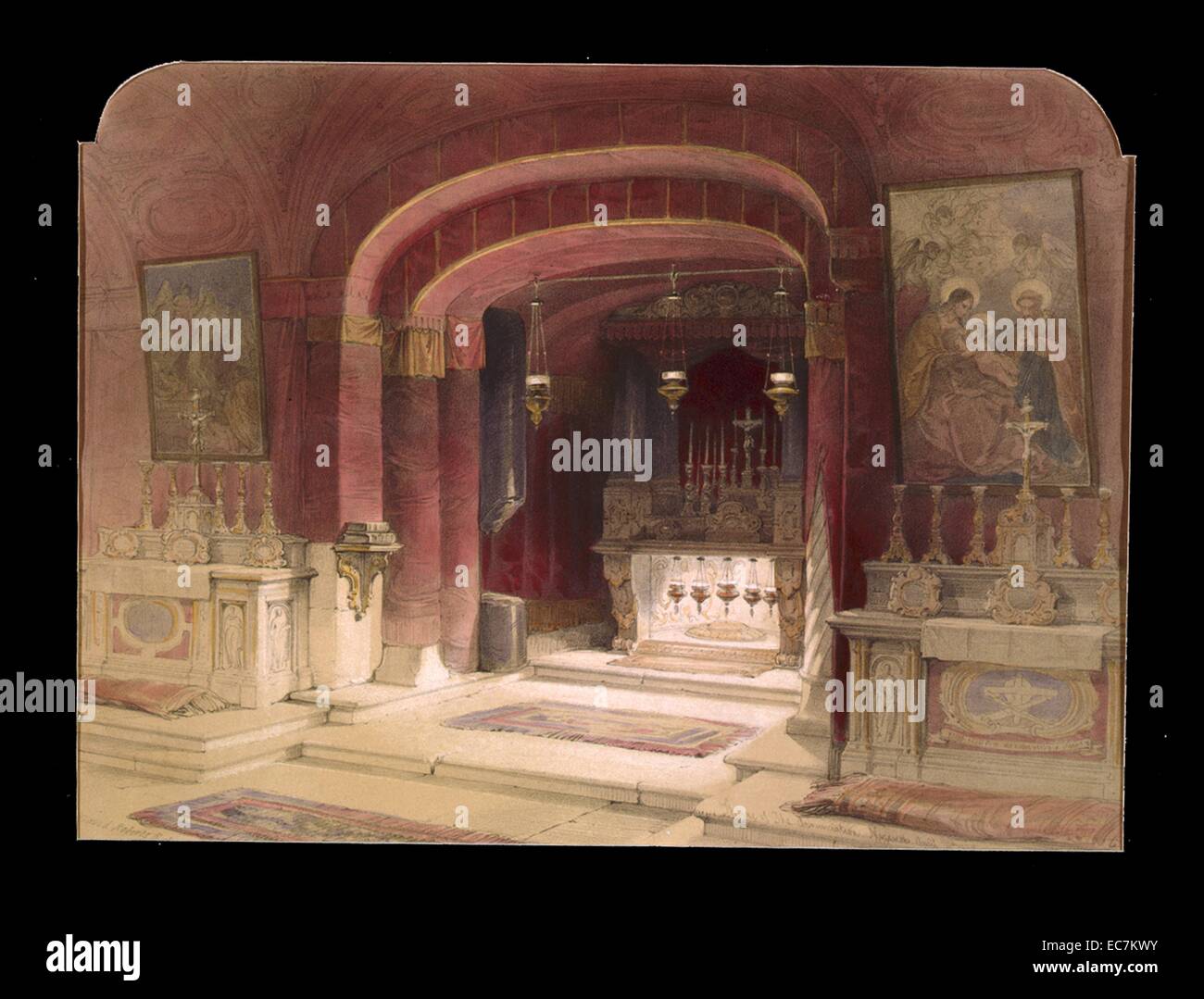 Shrine of the Annunciation, Nazareth 1839 Stock Photo - Alamy