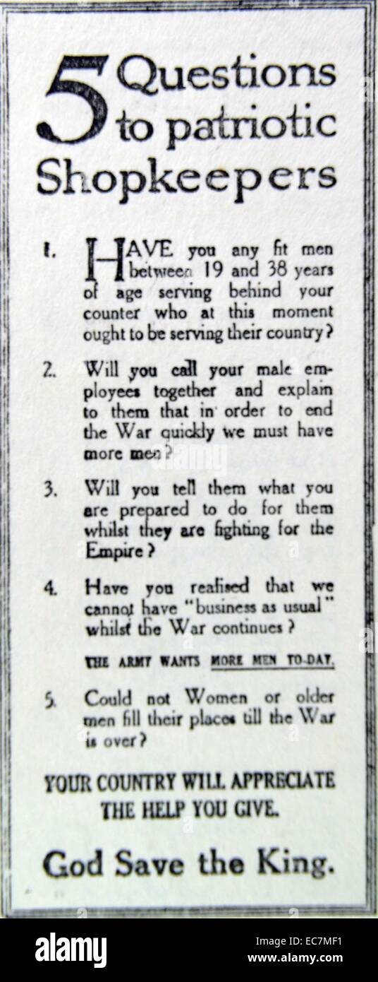 Advert for recruitment of soldiers for the British army aimed at ...