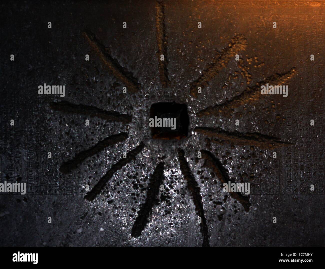 Black basalt mythological text 25th dynasty, about 710 BC from Memphis ...