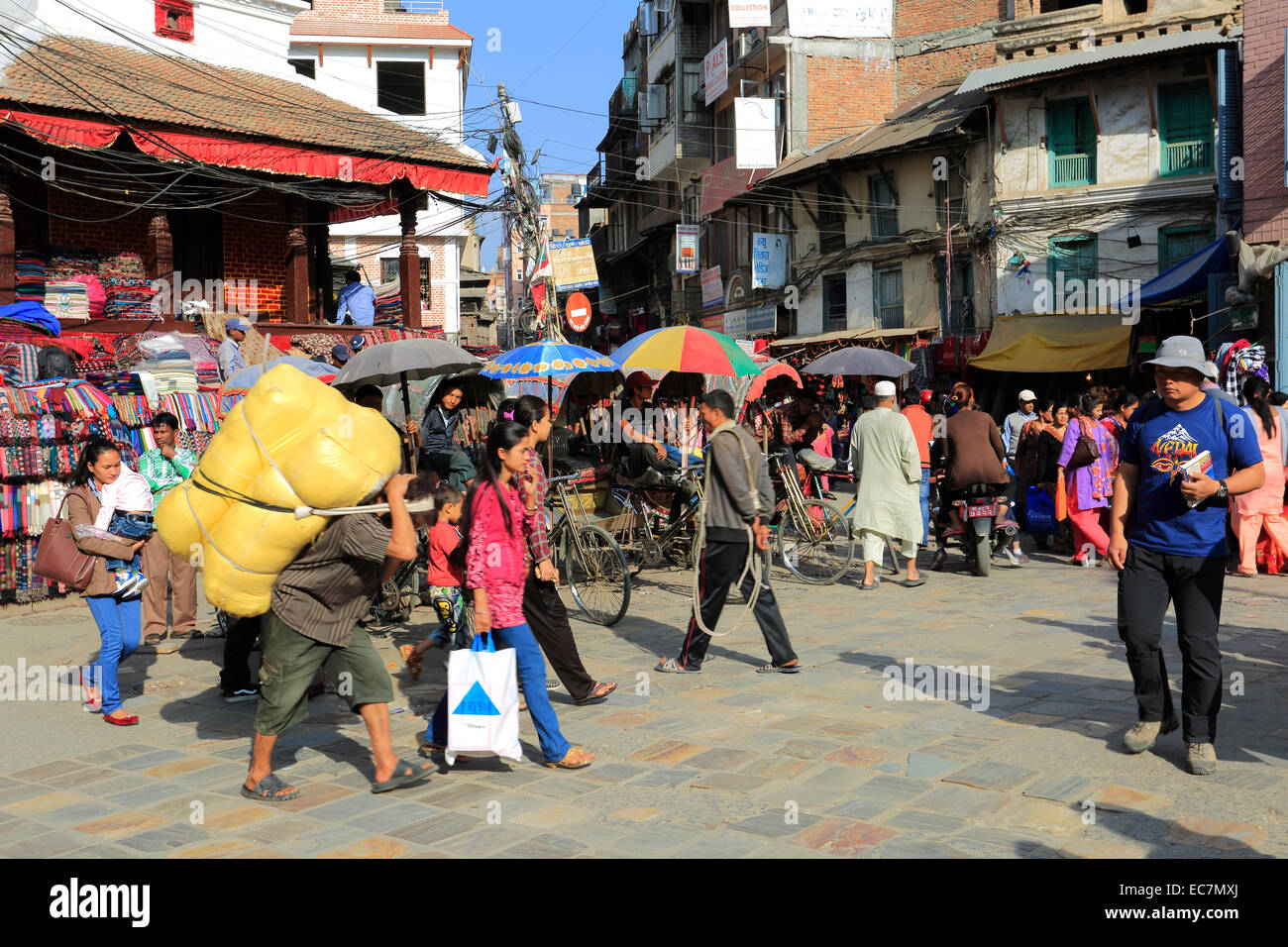 Street view, Thamel district, Kathmandu city, Nepal, Asia Stock Photo ...