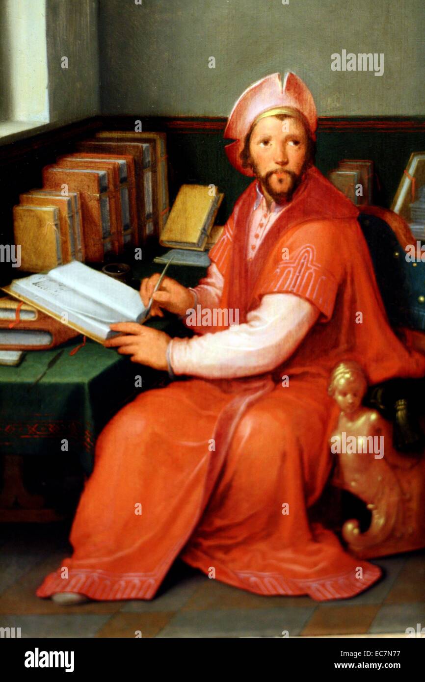 Cornelis Cornelisz Van Haarlem (1562-1638). A Scholar in his Study. Oil ...