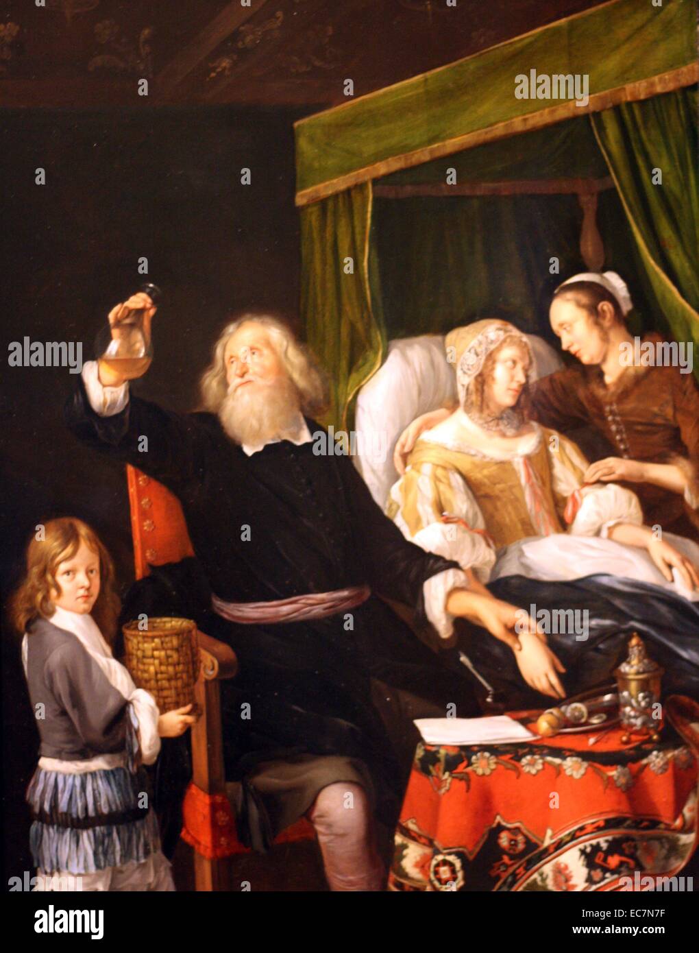 The Doctor's Visit by Jacob van Toorenvliet (c.1635-1719). Oil on copper Stock Photo - Alamy