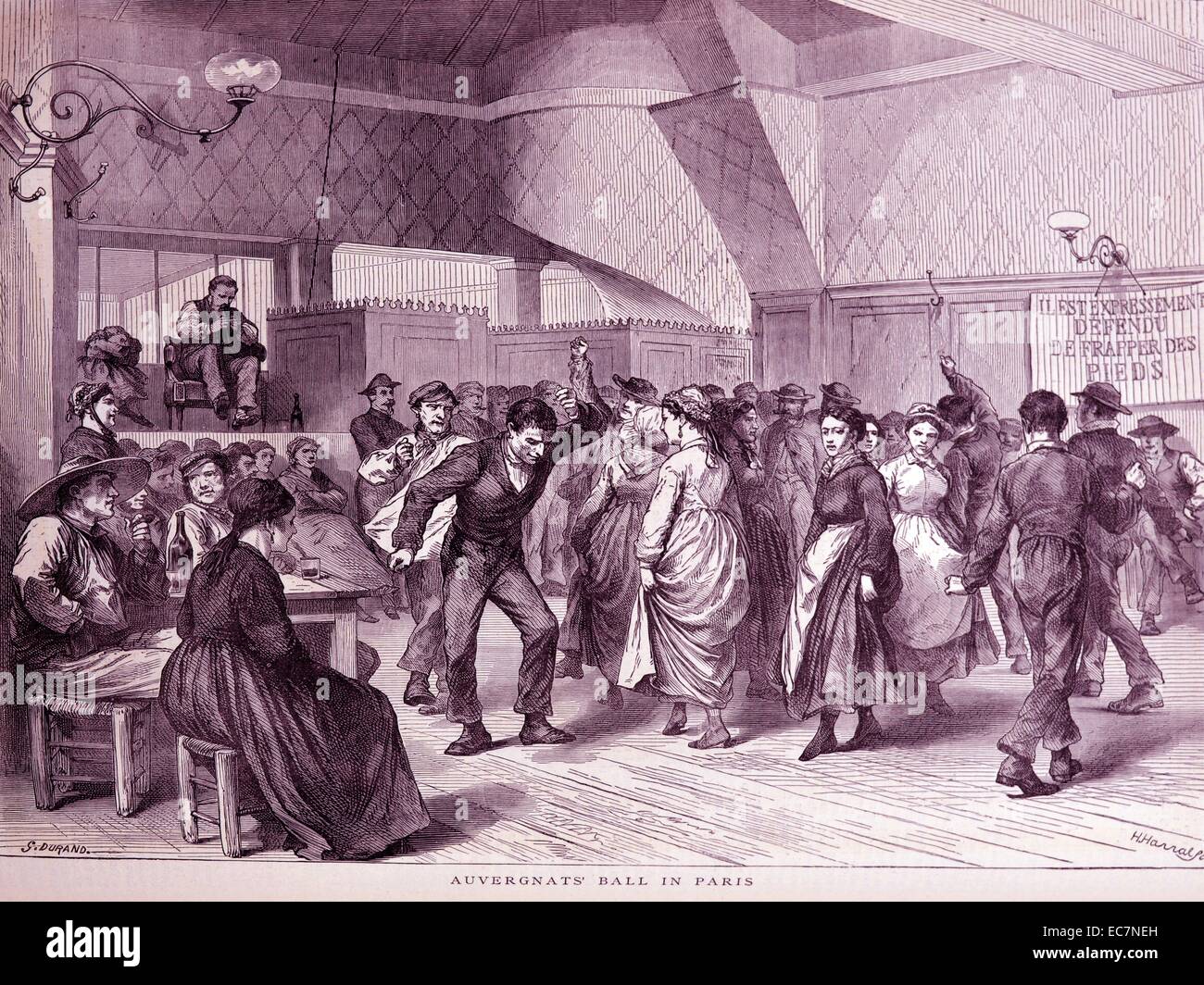 Engraving depicts an Auvergnats Ball in Paris. Dated 1870 Stock Photo ...