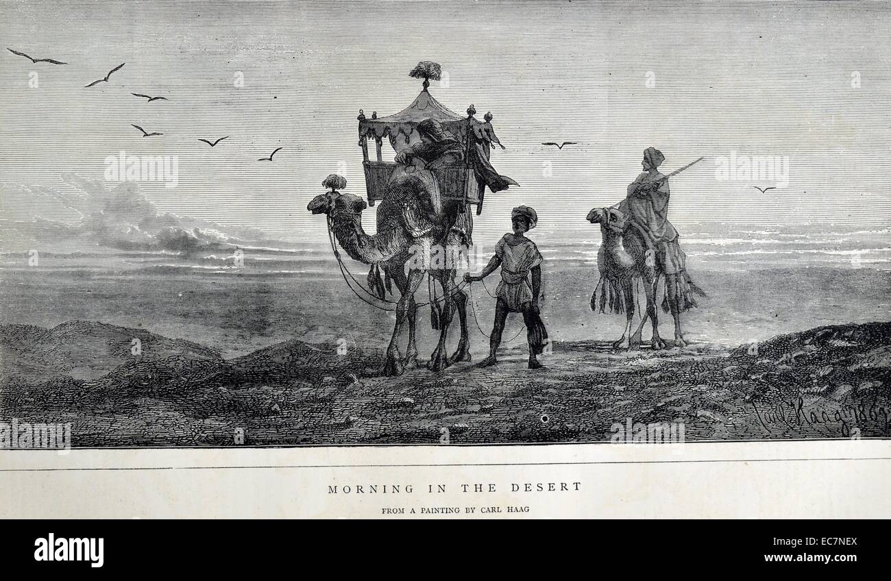 Engraving based on the painting by Carl Haag (1820 - 1915) a German ...