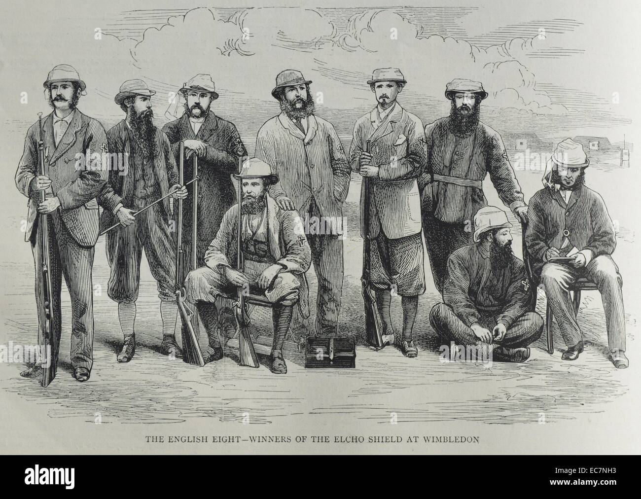 Engraving depicts the eight winners of the Elcho Shield at Wimbledon ...