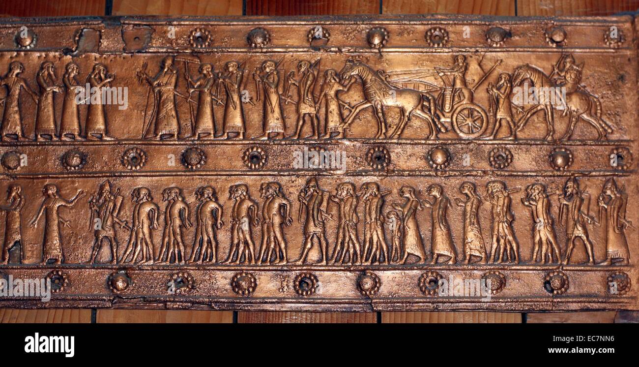 Bronze gate ornaments showing the achievements of Ashurnasirpal II (883 ...