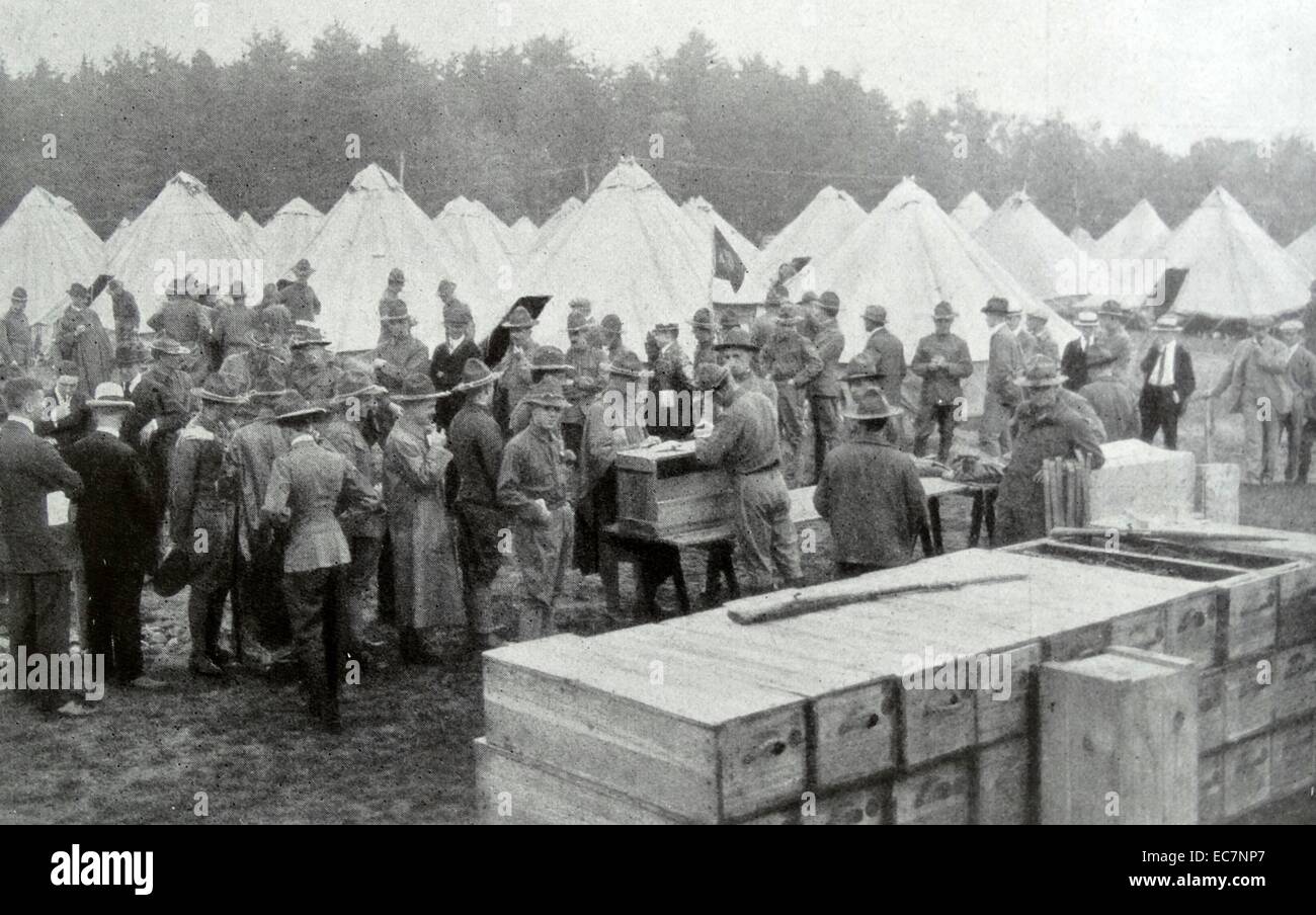 American troops at a camp upon arrival in France in World War One 1918 ...