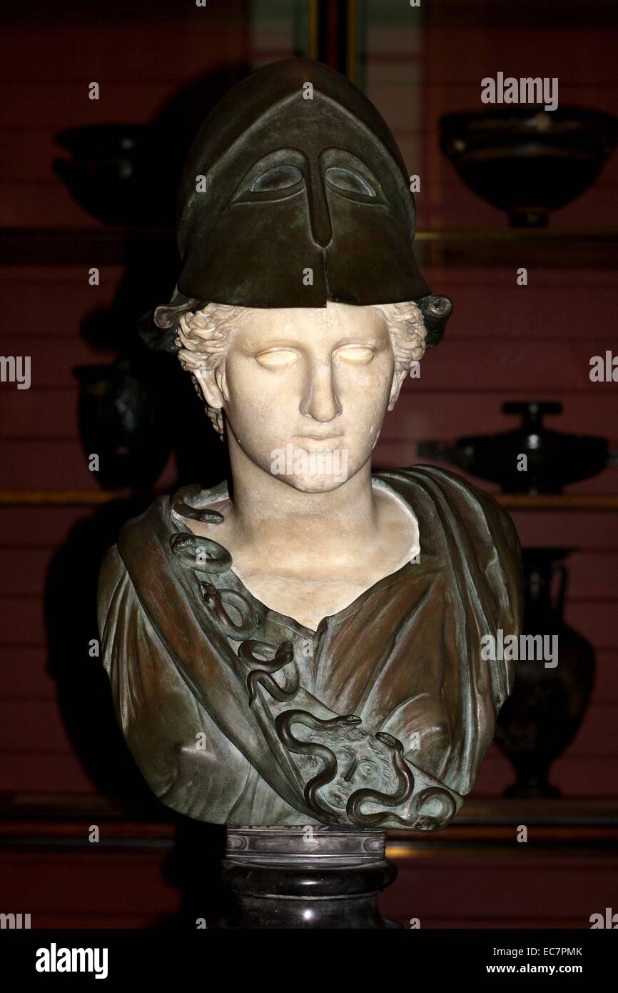 Minerva roman ancient rome godess bust helmet hi-res stock photography ...