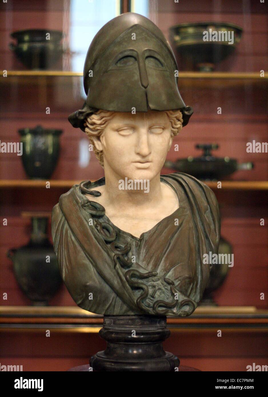 Minerva roman ancient rome godess bust helmet hi-res stock photography ...