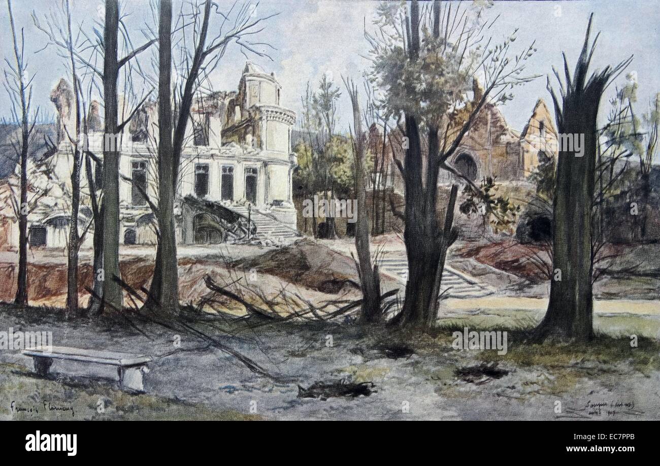 Ruins of the Chateau de soupir near Craonne France, destroyed by German ...