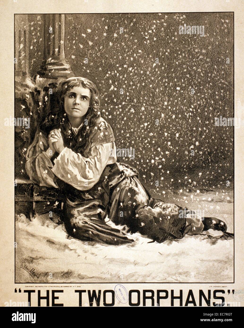 Poster for the theatre production 'The two orphans' Stock Photo - Alamy