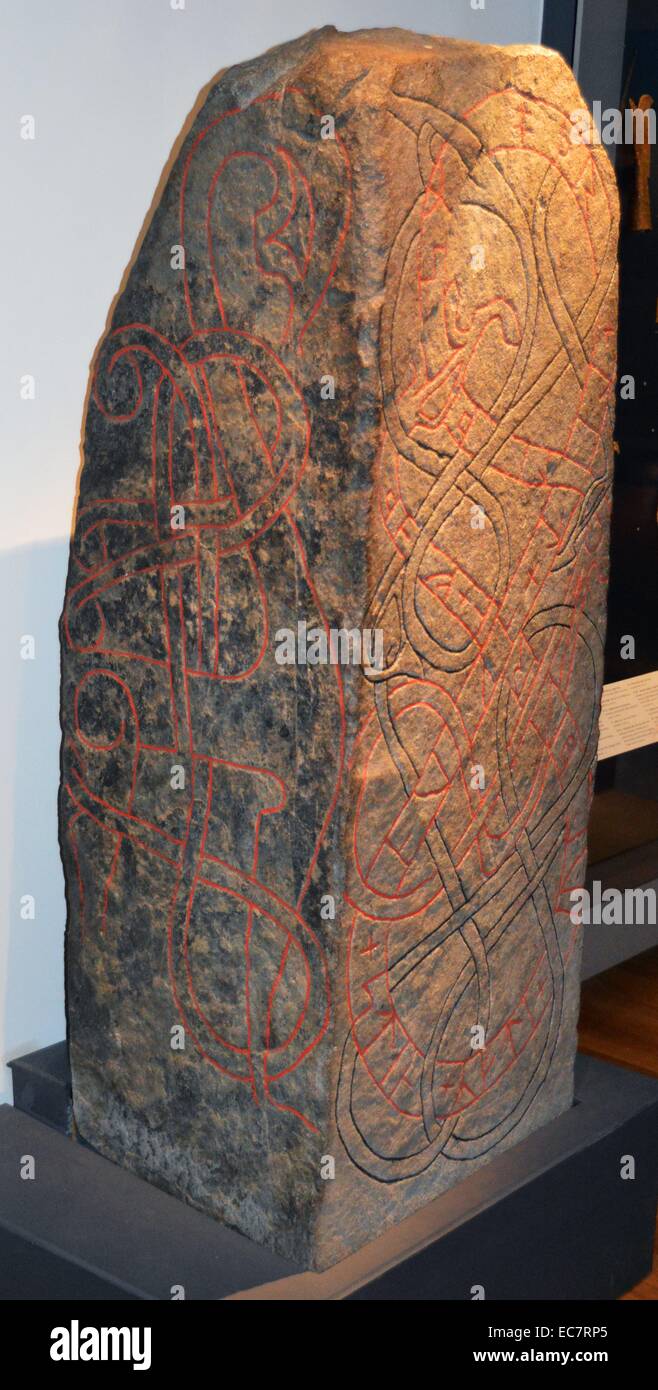 Rune stone, granite,1100-1150, Andersta, Uppland, Sweden. The runic ...