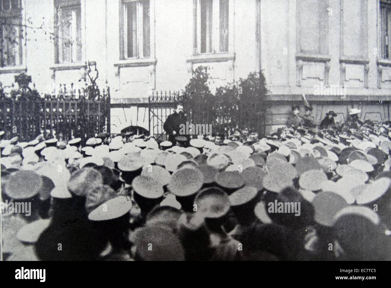 Friedrich Ebert (1871–1925); German politician addressing soldiers in ...