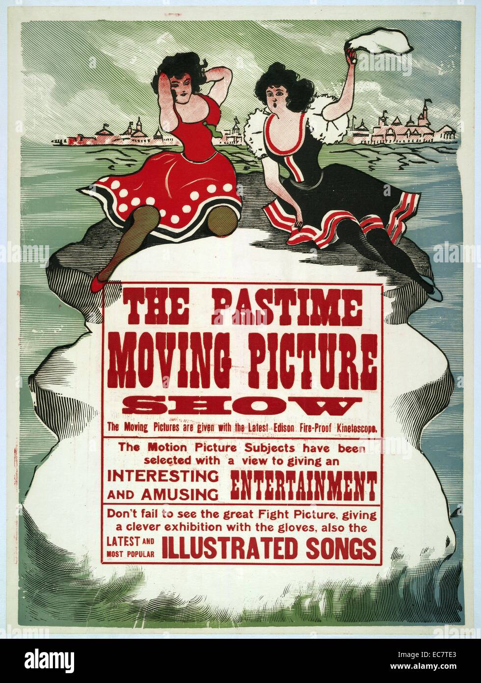 The Pastime moving picture show 1913. Advertising poster for Thomas ...