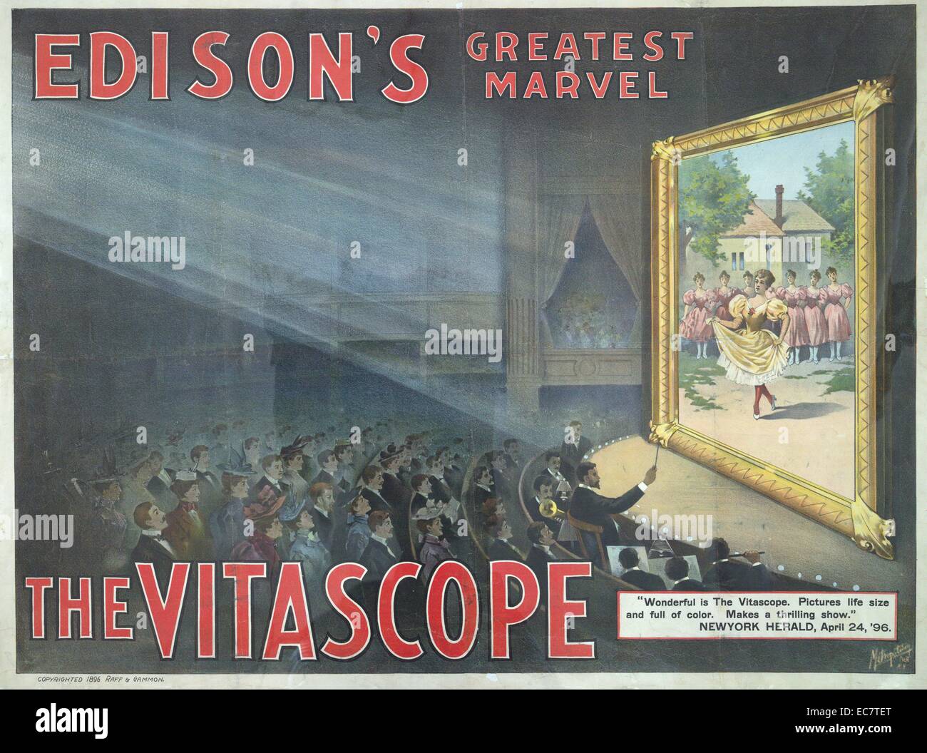 Lithograph colour cinema film motion pictures edison vitascope hi-res ...