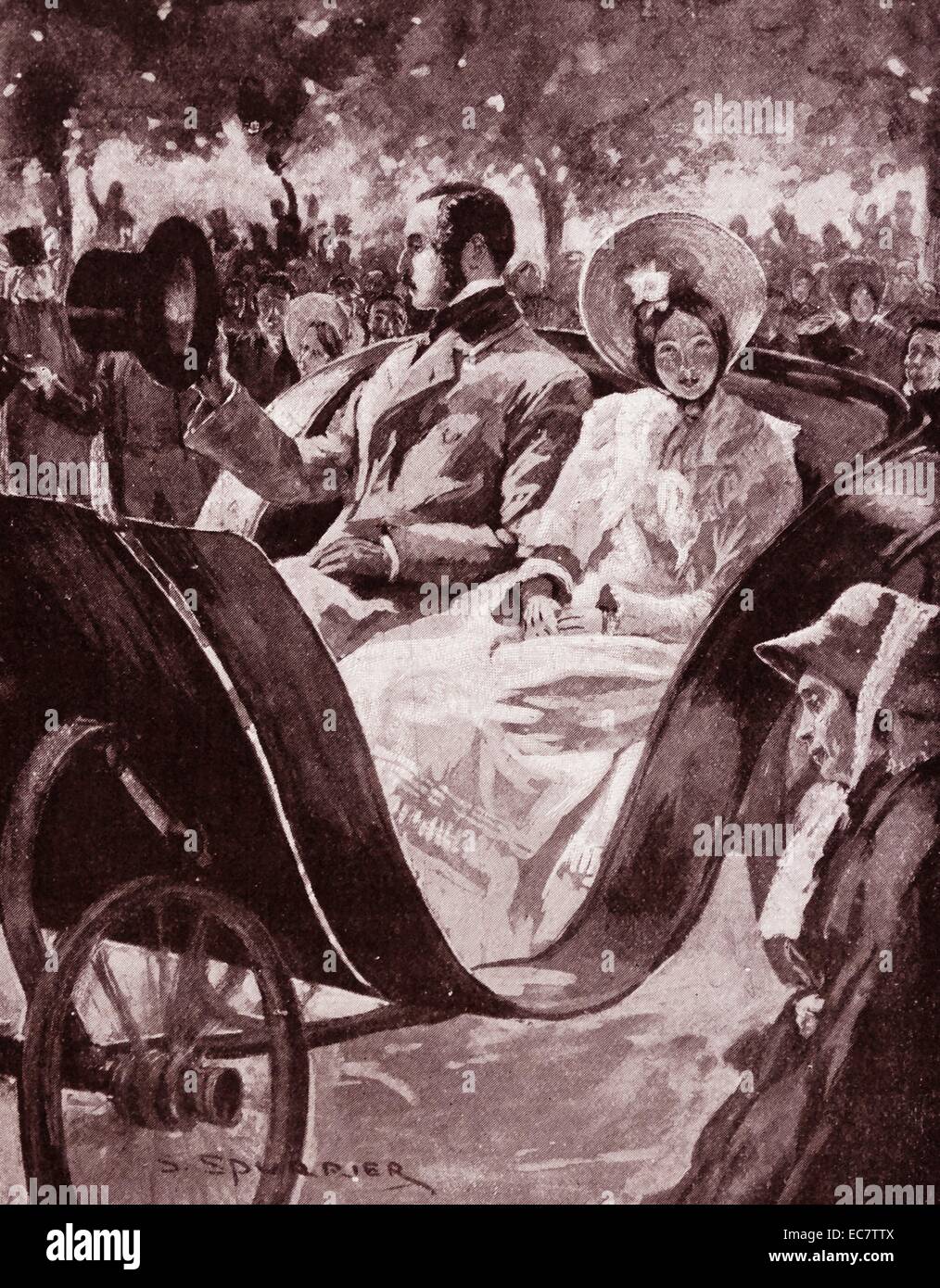 Queen Victoria of Great Britain and Prince Albert riding in a carriage ...