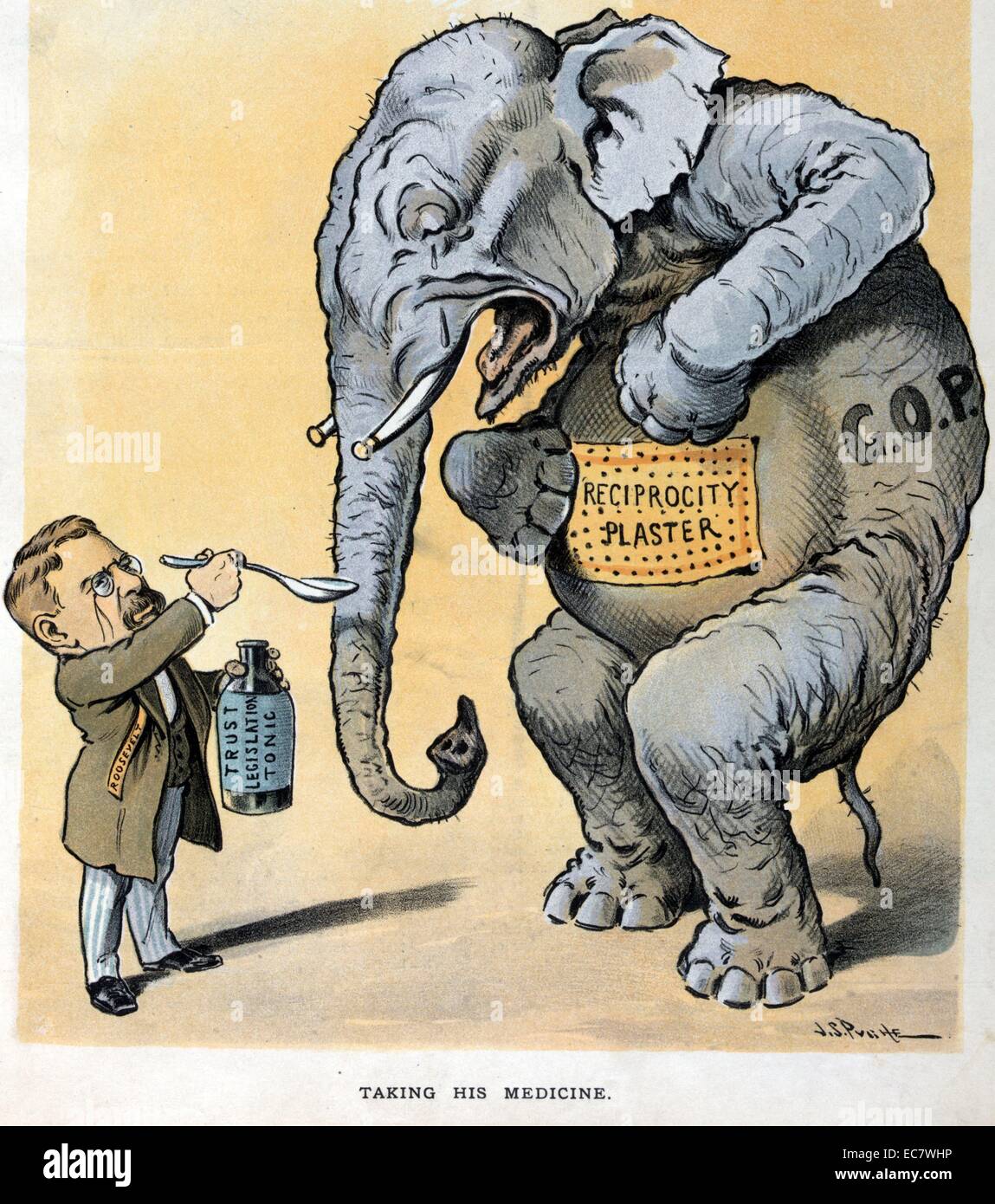 Taking his medicine' President Theodore Roosevelt giving the Republican ...