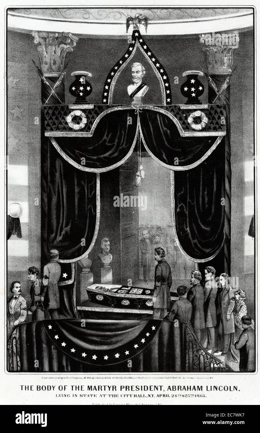 The body of the martyr President, Abraham Lincoln, lying in state at ...
