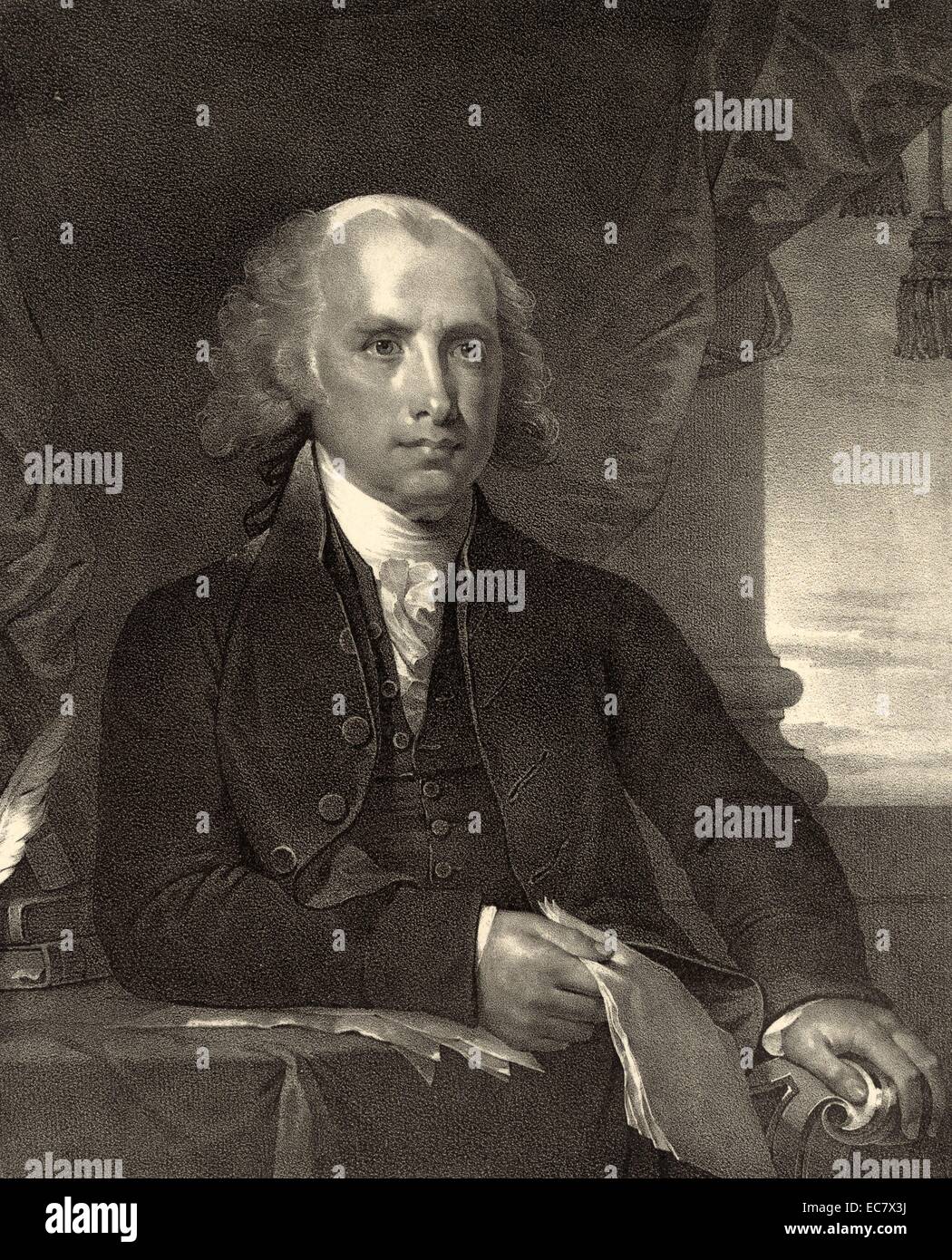 James Madison, fourth President of the United States, facing right ...