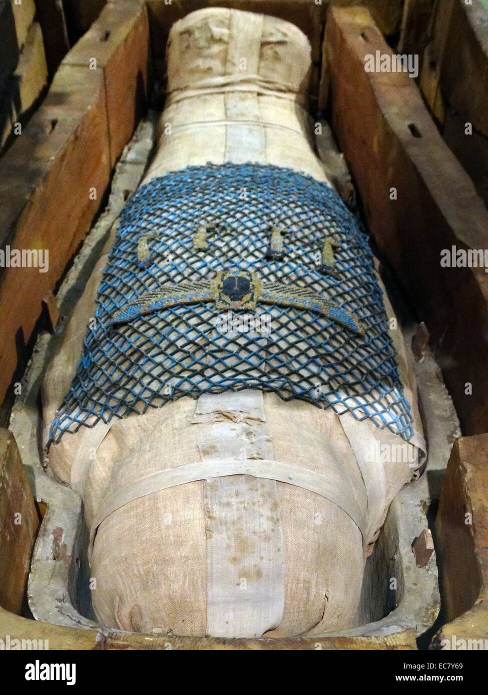 Mummy inside the Coffin of Djedjehutyiuefankh, from the Great temple at ...