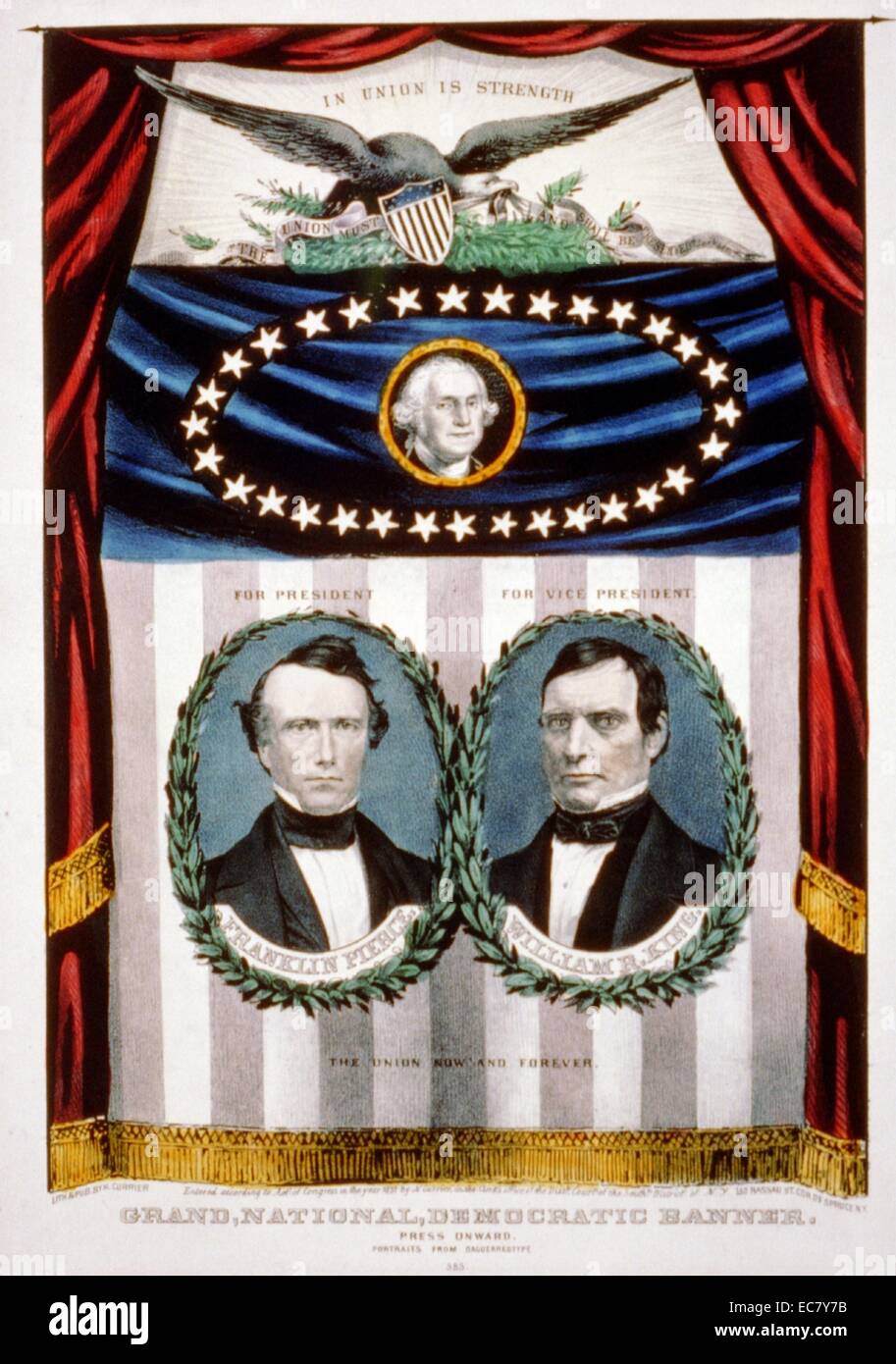 Presidential campaign banner featuring bust portraits of candidates ...