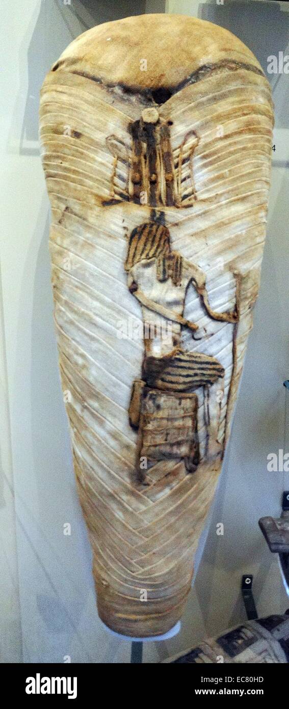 Mummy of an Ibis embellished by the figure of Thoth with the head of an ...