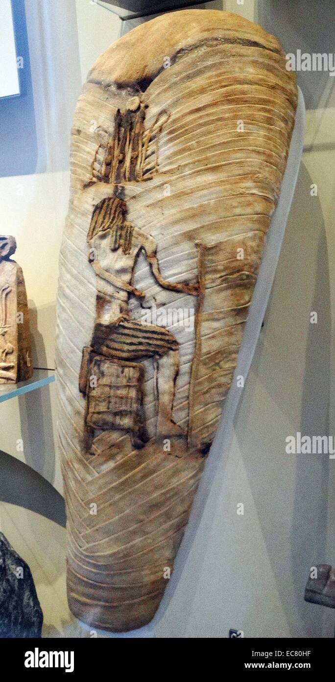 Mummy of an Ibis embellished by the figure of Thoth with the head of an ...