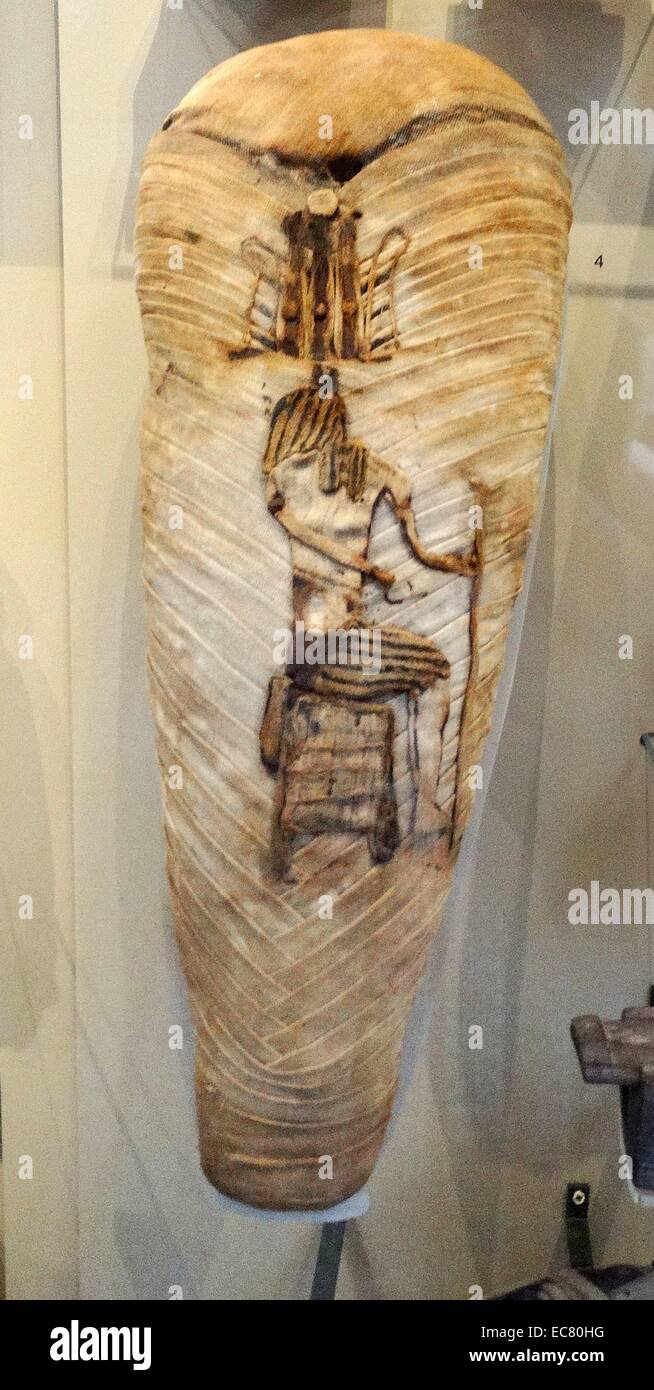 Mummy of an Ibis embellished by the figure of Thoth with the head of an ...