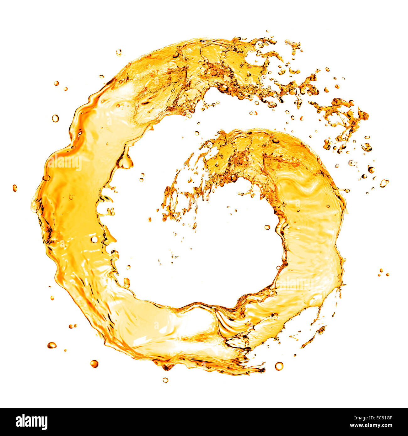 round orange water splash isolated on white Stock Photo - Alamy
