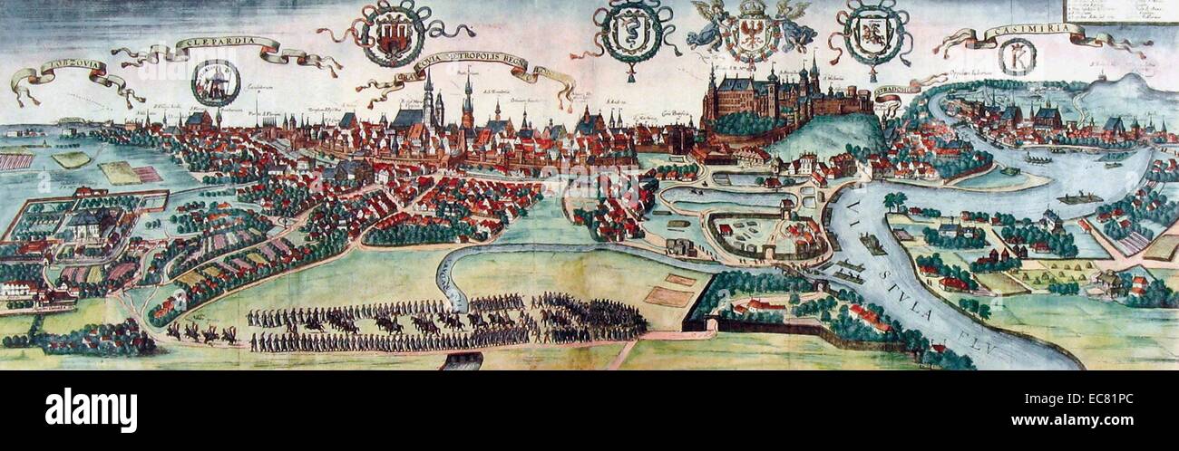 Colour View of 16th Century Kraków, Poland. Dated 16th Century Stock ...