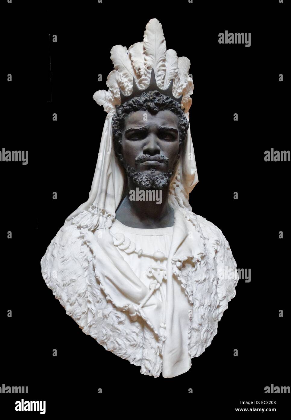 An Arab chief, by Pietro Calvi 1881 Bronze, bust with white marble ...