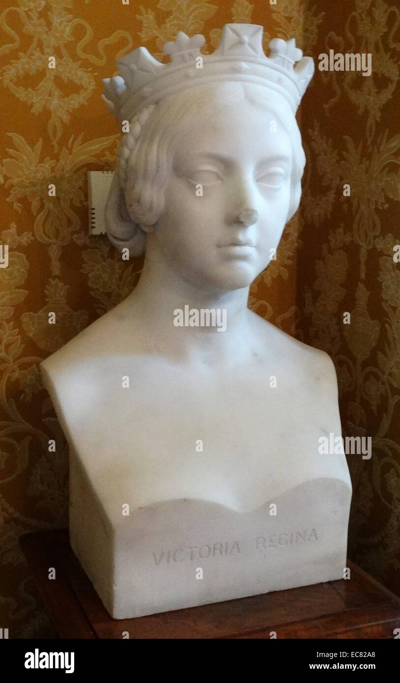 Queen Victoria of great Britain. Marble bust dated 1850; by John Gibson ...