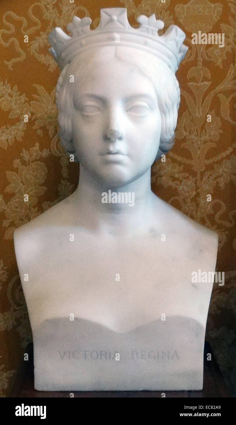 Queen Victoria of great Britain. Marble bust dated 1850; by John Gibson ...