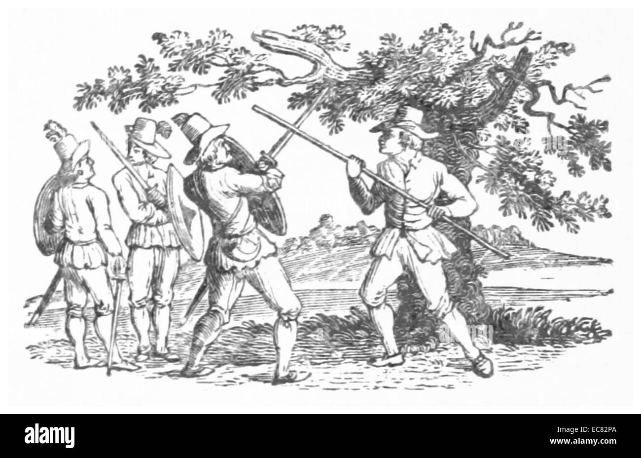 An illustration from 1795 depicting the legendary figure Robin Hood ...