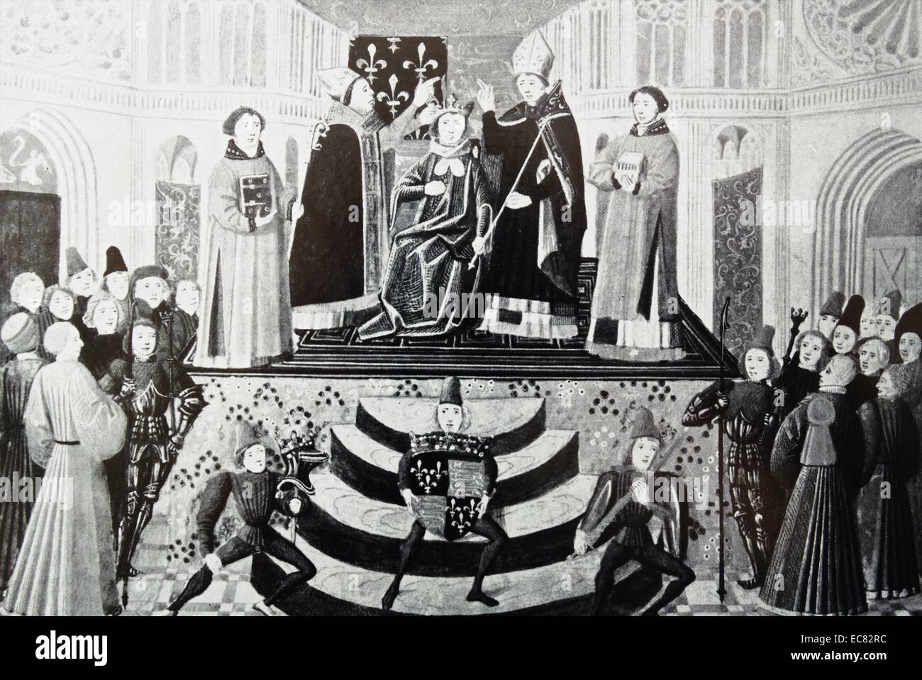 Engraving of a Medieval Coronation. A representation of the Coronation ...