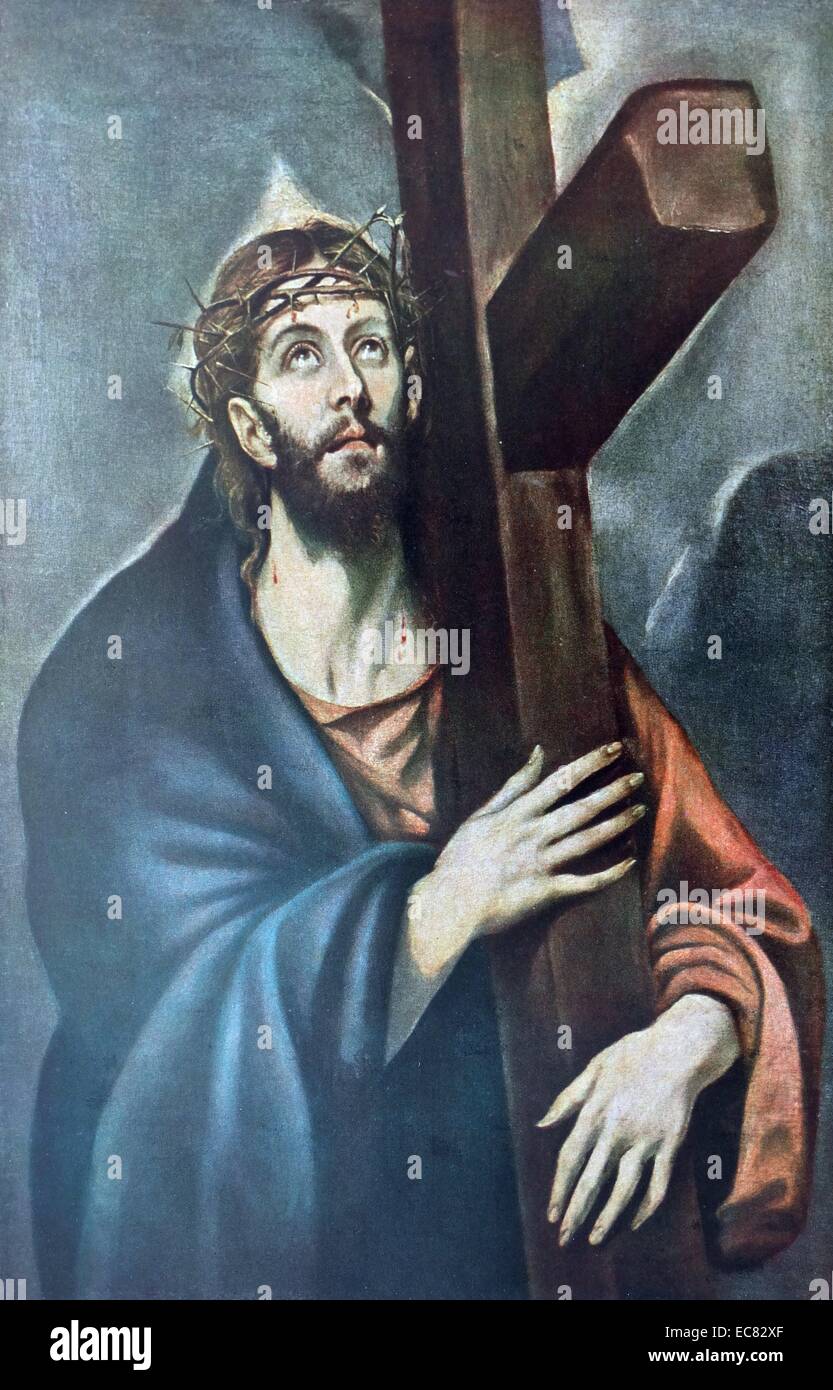 Painting of Christ bearing the cross.Painted by El Greco (1541-1614 ...