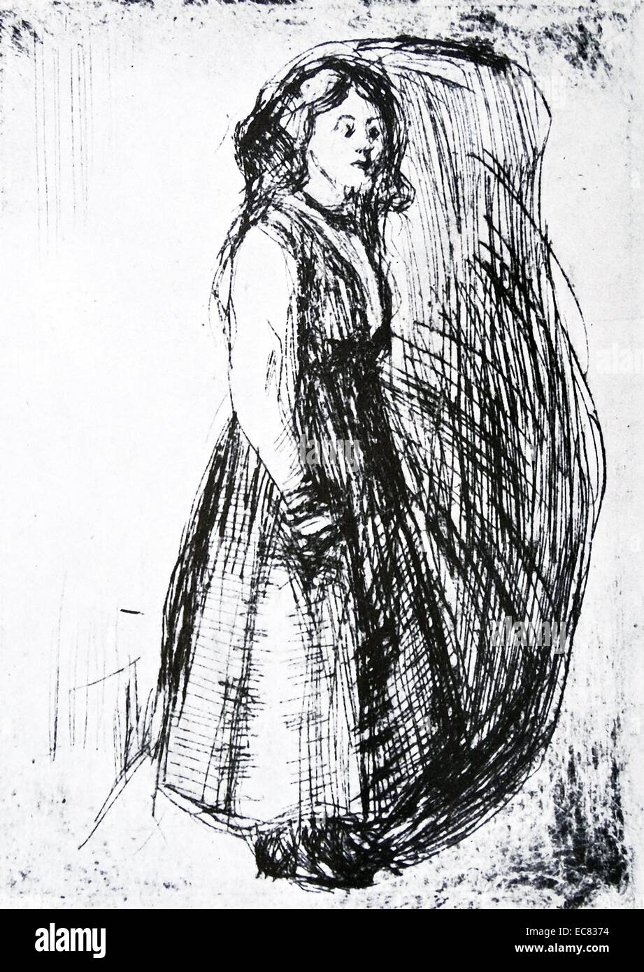 Work entitled Standing Girl by Norwegian artist Edvard Munch (1863-1944 ...