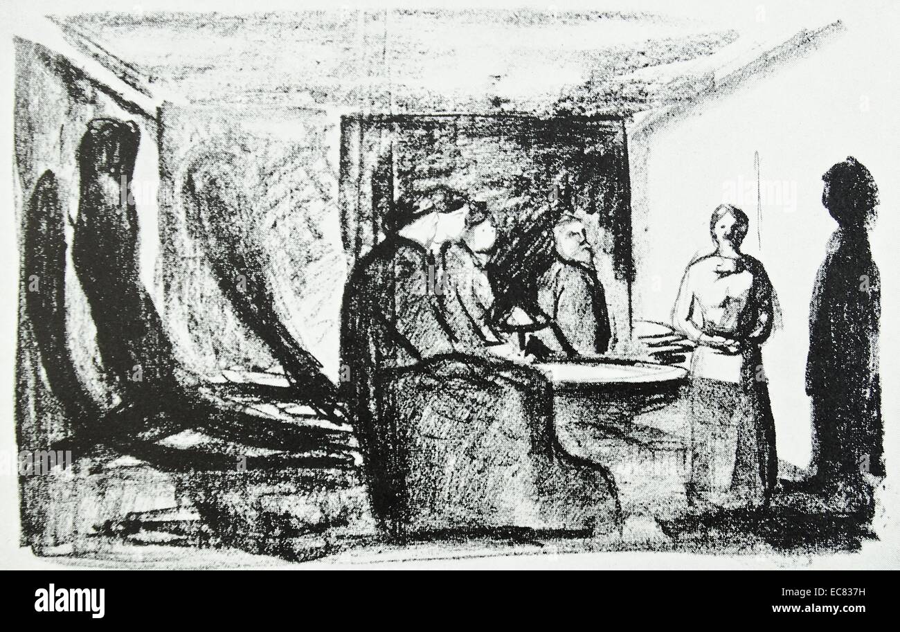 Work entitled Family Scene by Norwegian artist Edvard Munch (1863-1944 ...