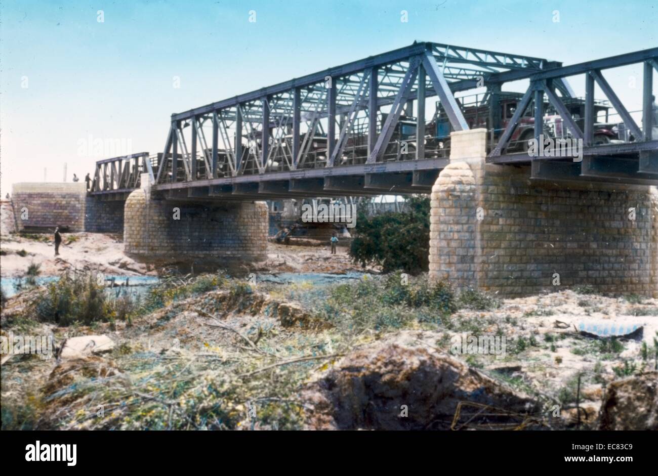 Photograph of the Allenby Bridge that crosses the Jordan River ...
